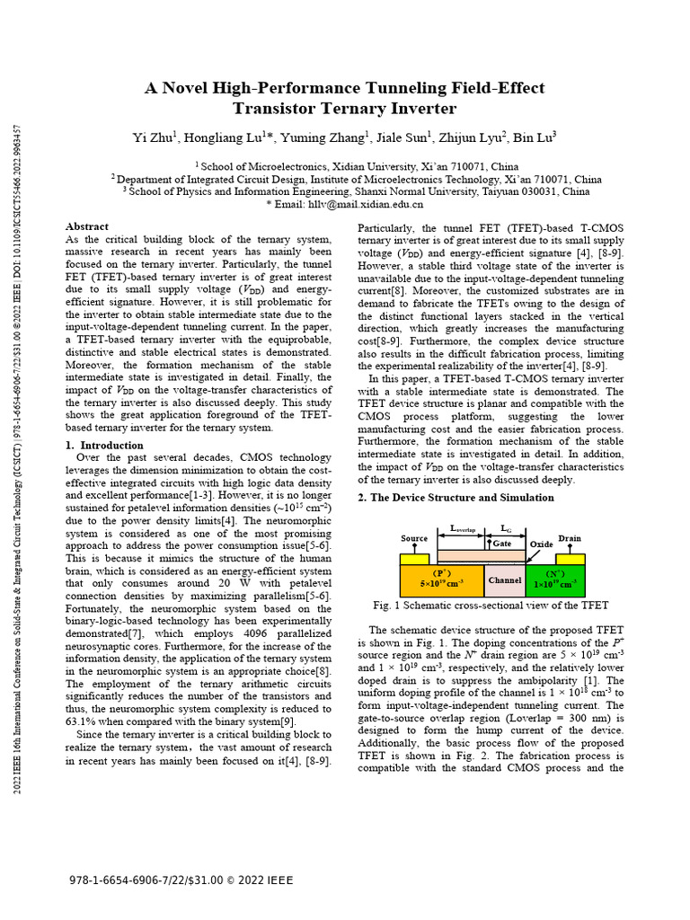 TFET-Based Ternary Inverter Design | PDF | Field Effect Transistor ...