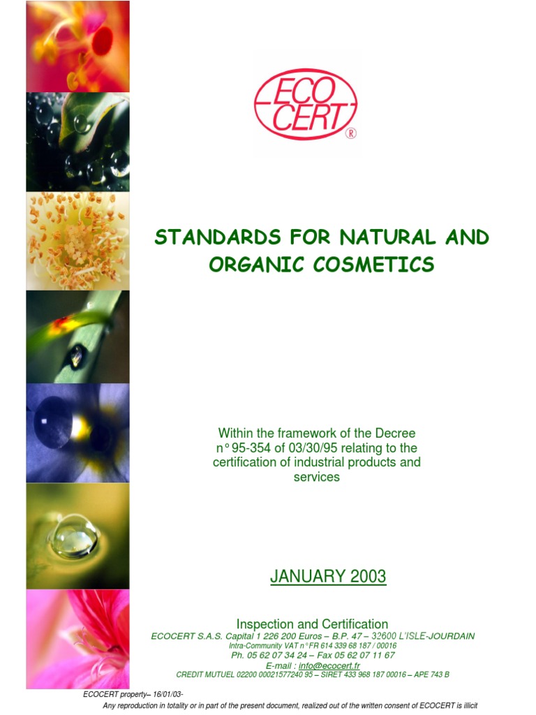 Standards for Natural and Organic Cosmetics Ecocert English | Cosmetics ...