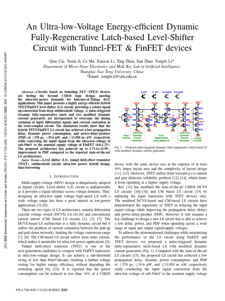An Ultra-Low-Voltage Energy-Efficient Dynamic Fully-Regenerative Latch-Based Level-Shifter ...
