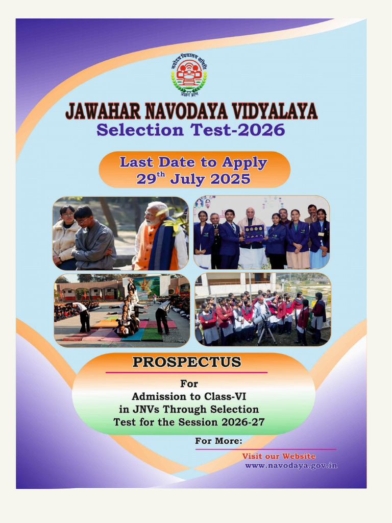 JNV Selection Test 2026: Application Guide | PDF