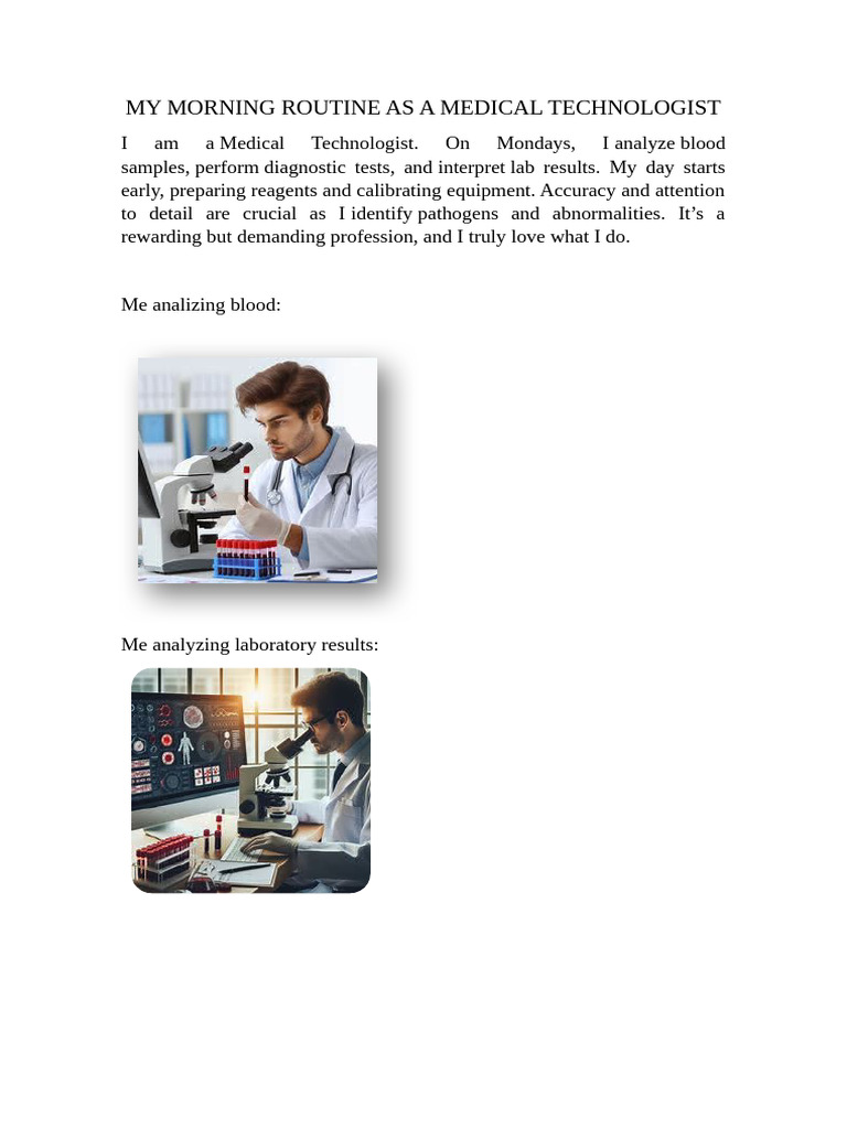 My Morning Routine As A Medical Technologist | PDF