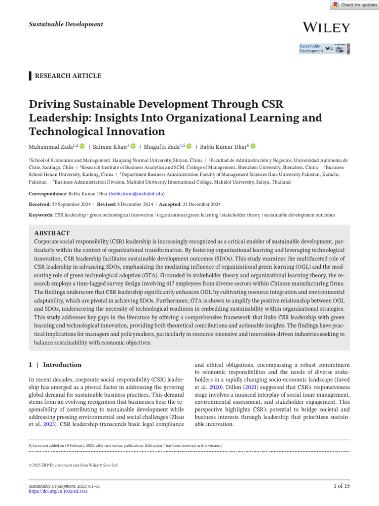 Sustainable Development - 2025 - Zada - Driving Sustainable Development ...