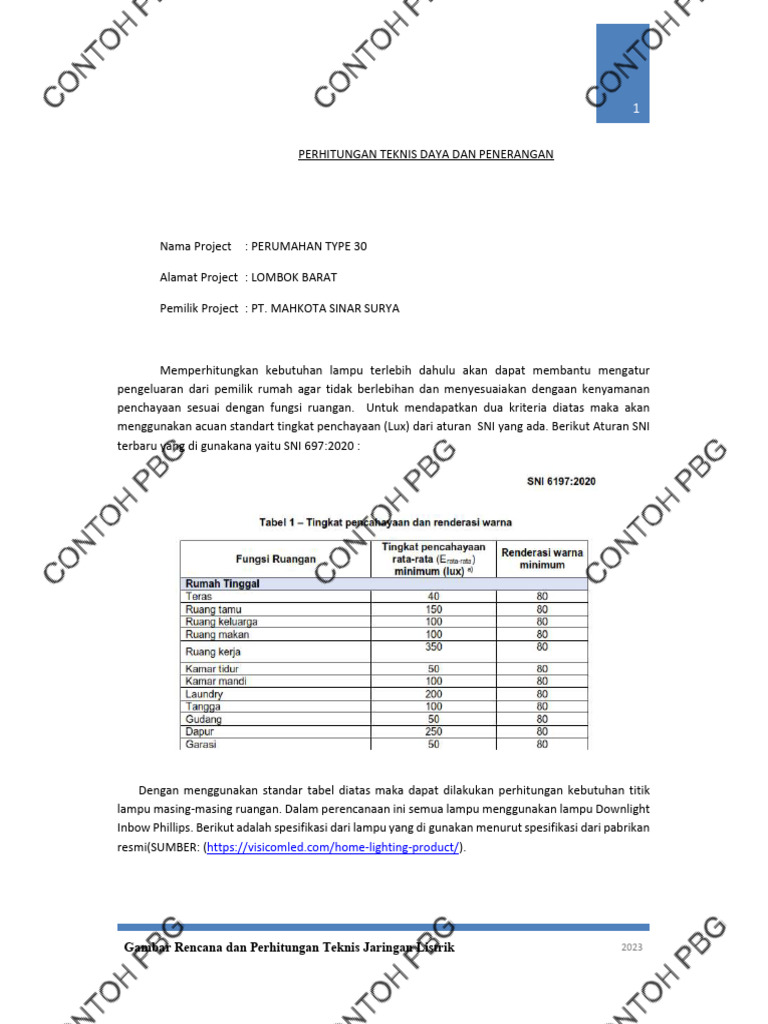 CONTOH Gambar Rencana Dan Perhitungan Teknis Jaringan Listrik | PDF