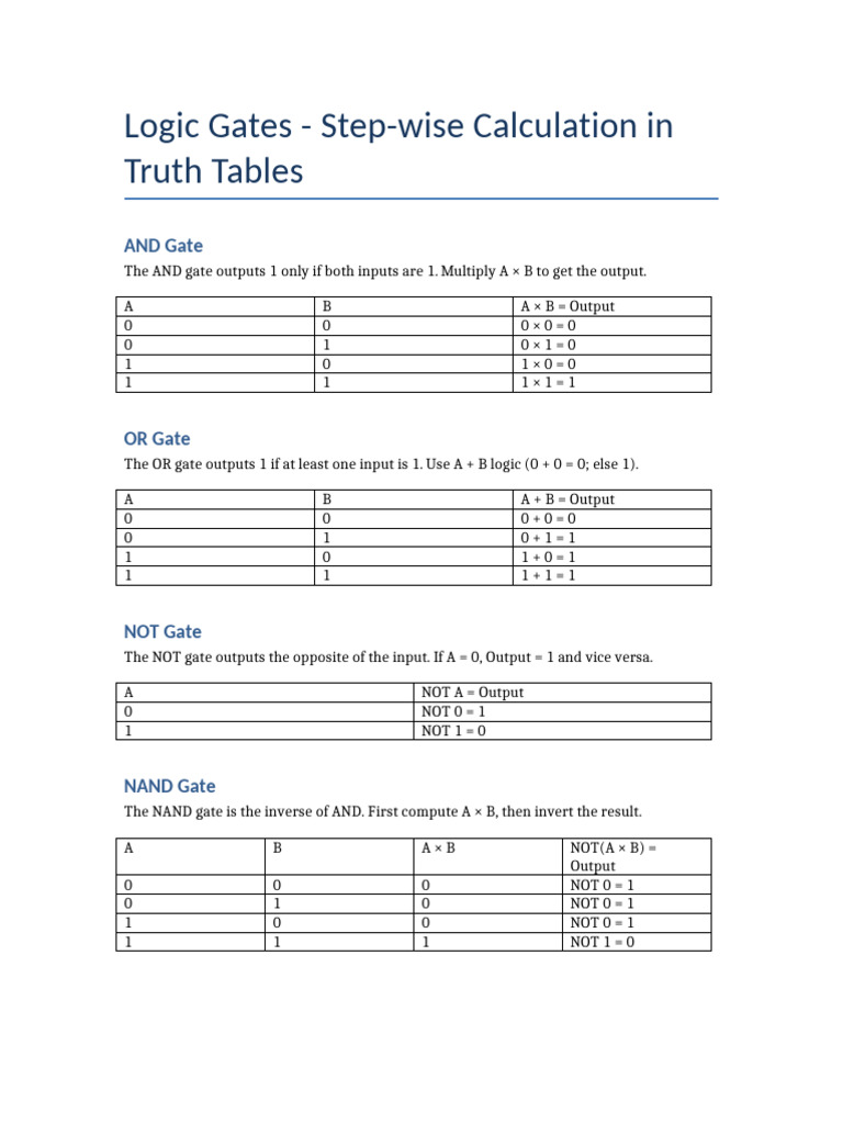 Logic Gates Step by Step Calculation | PDF | Electrical Circuits ...