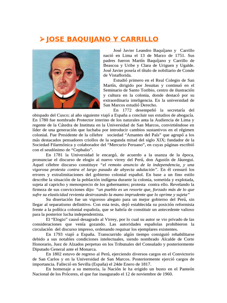 Jose Baquijano y Carrillo | PDF