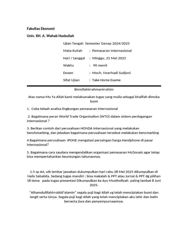 UTS Pemasaran Internasional 250525 | PDF