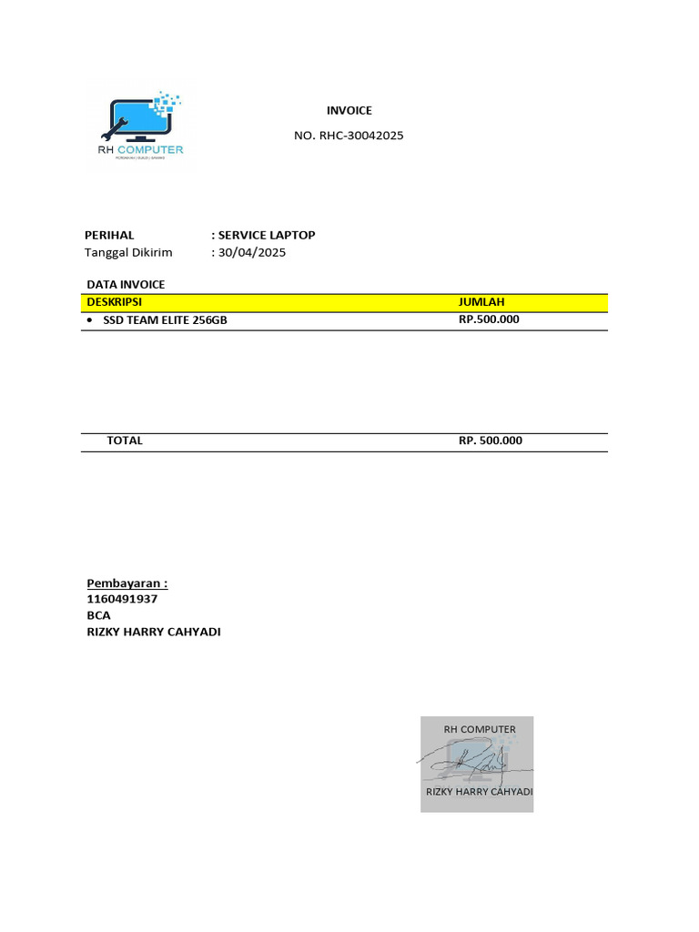 Invoice Salih 300425 | PDF