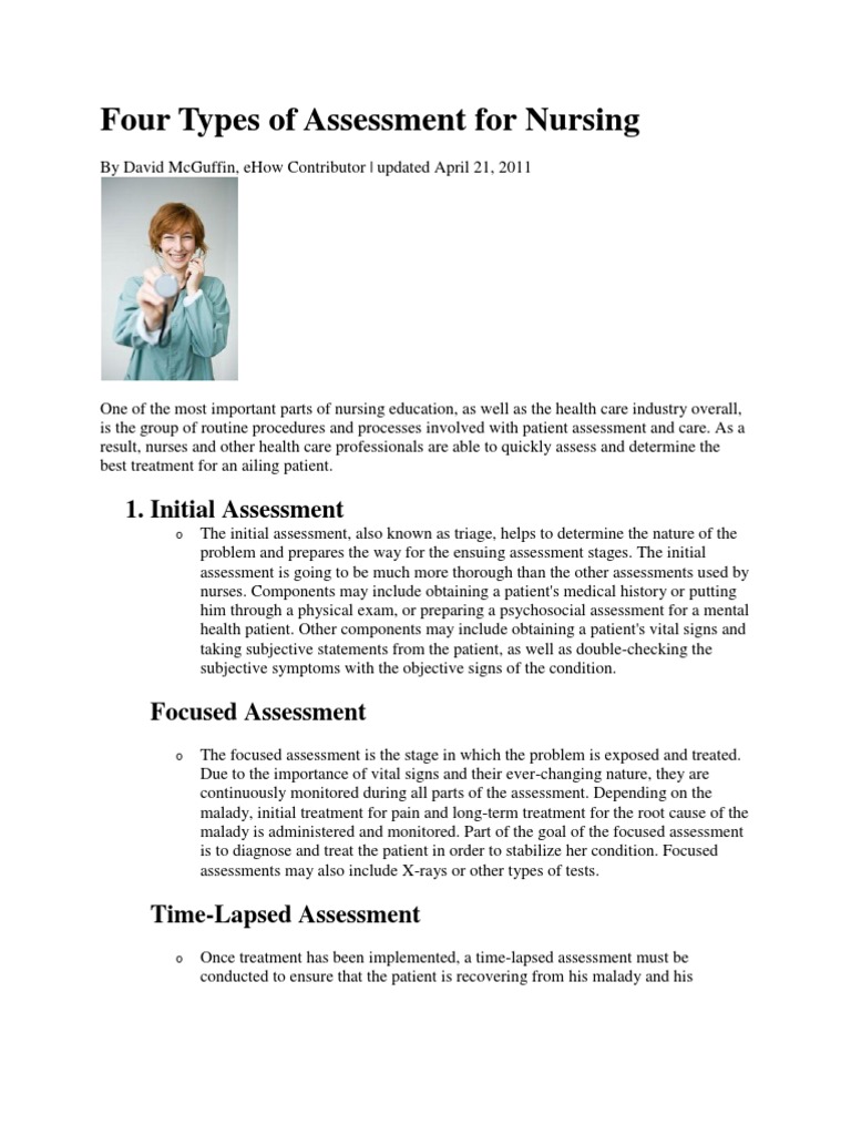 Four Nursing Assessment Types Explained | PDF | Nursing | Educational ...
