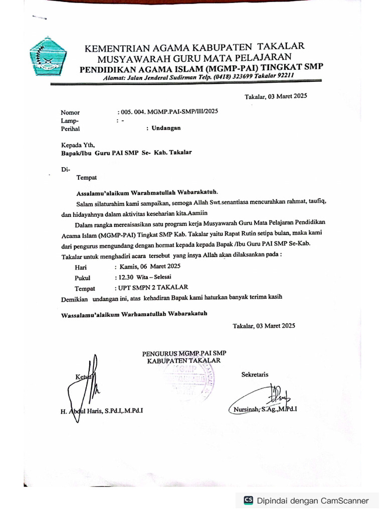 Absen MGMP Maret 2025 | PDF