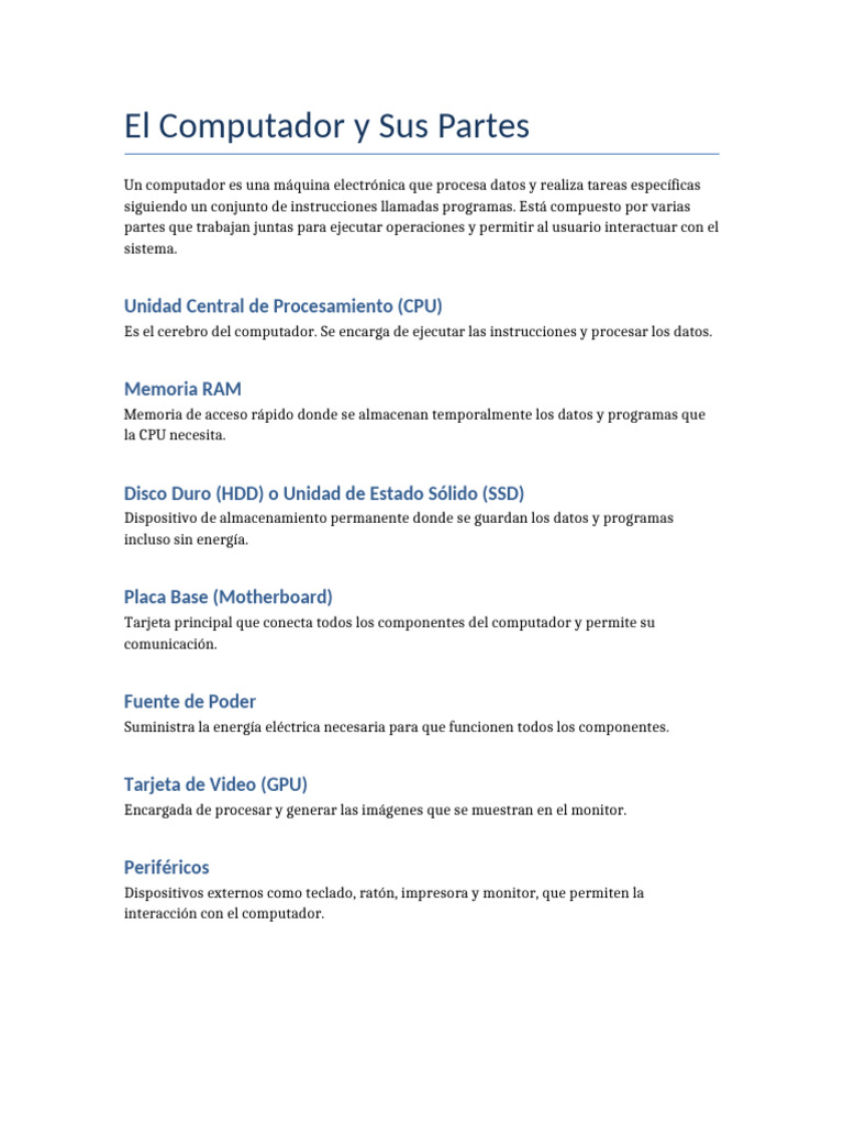 El Computador y Sus Partes | PDF