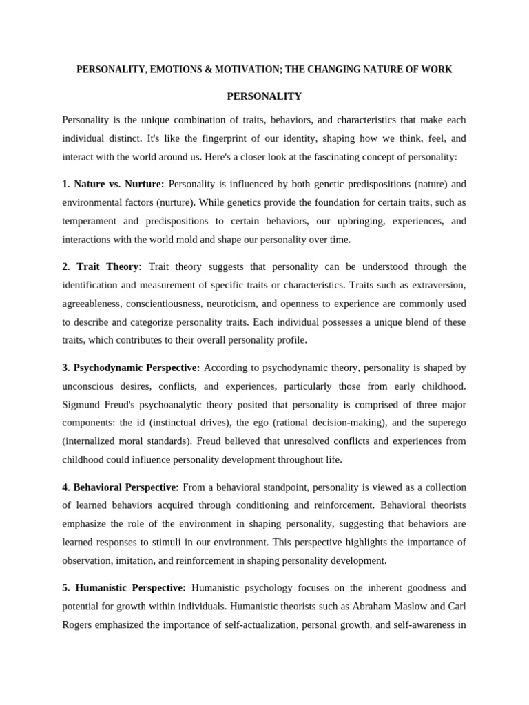 Understanding Personality and Motivation | PDF | Motivation | Motivational