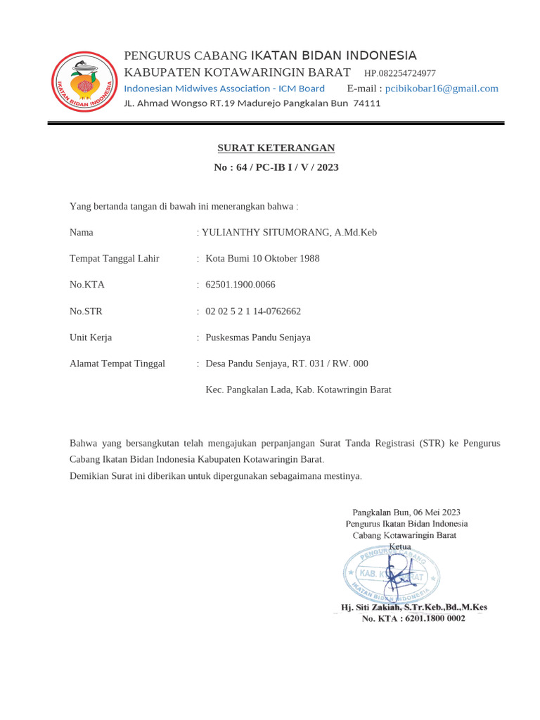 Pengurus Cabang Ikatan Bidan Indonesia | PDF