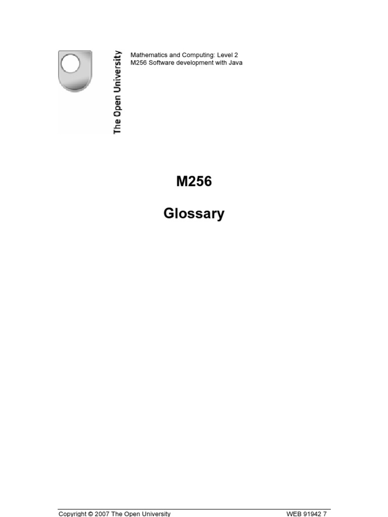 M256 Glossary: Mathematics and Computing: Level 2 M256 Software ...