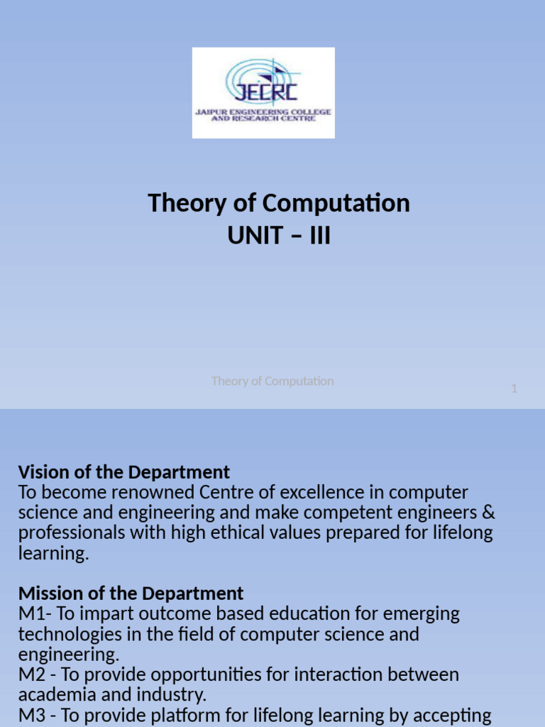 Unit-3 Toc | PDF | Theory Of Computation | Automata Theory