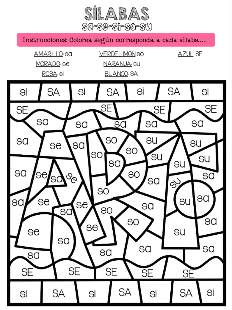 Colorea según la sílaba correspondiente | PDF