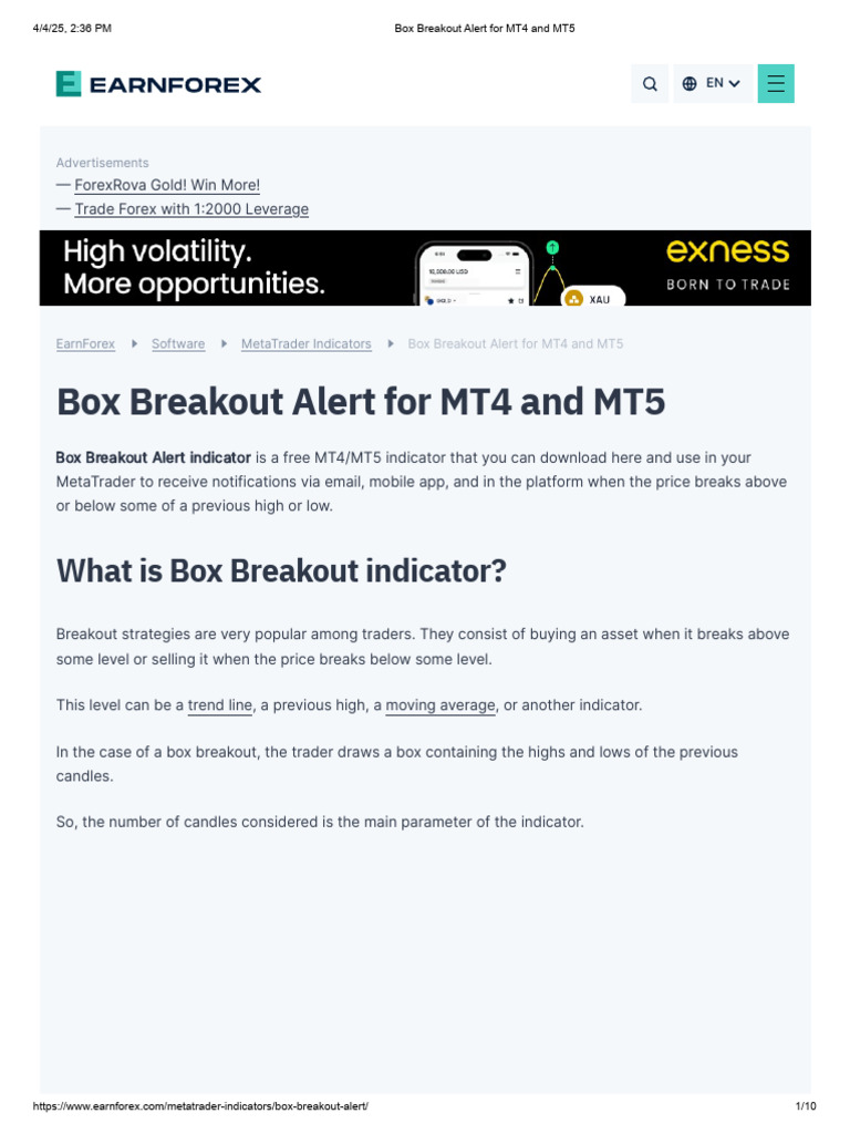 Box Breakout Alert For MT4 and MT5 | PDF | Foreign Exchange Market ...