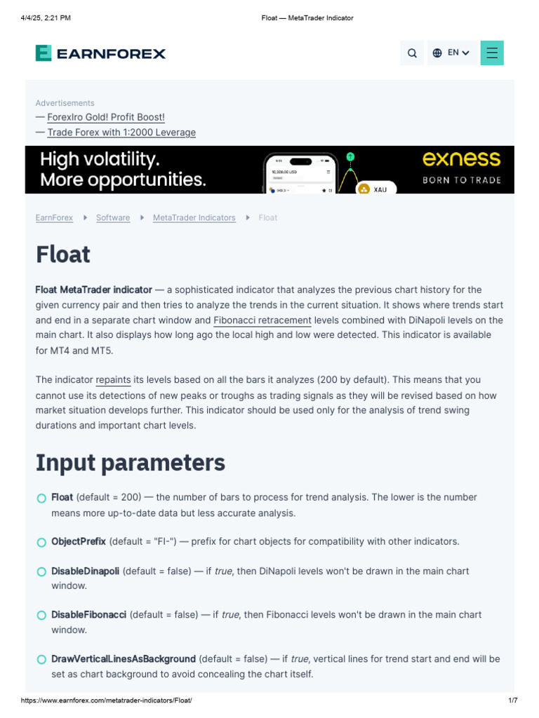 Float — MetaTrader Indicator | PDF | Foreign Exchange Market | Private Sector