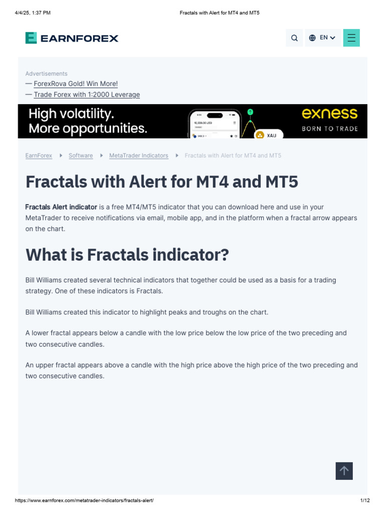 Fractals Alert Indicator for MT4/MT5 | PDF | Foreign Exchange Market ...