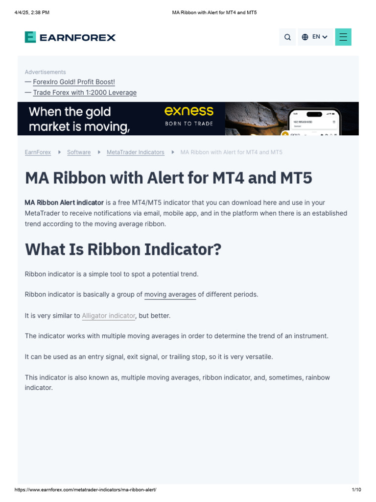 MA Ribbon With Alert for MT4 and MT5 | PDF | Foreign Exchange Market ...