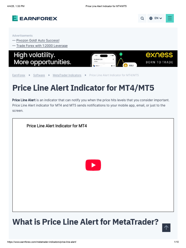 Price Line Alert Indicator For MT4 - MT5 | PDF | Foreign Exchange Market | Computing