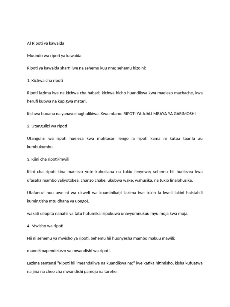 Uandishi Wa Ripoti | PDF