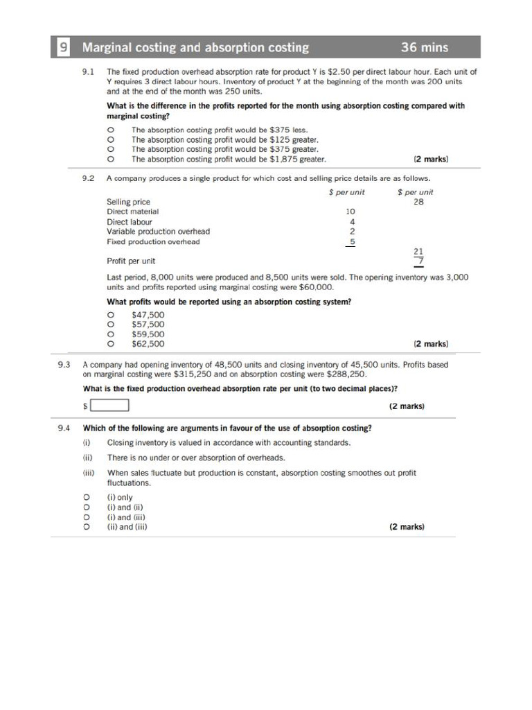 CH # 9 Marginal Costing | PDF