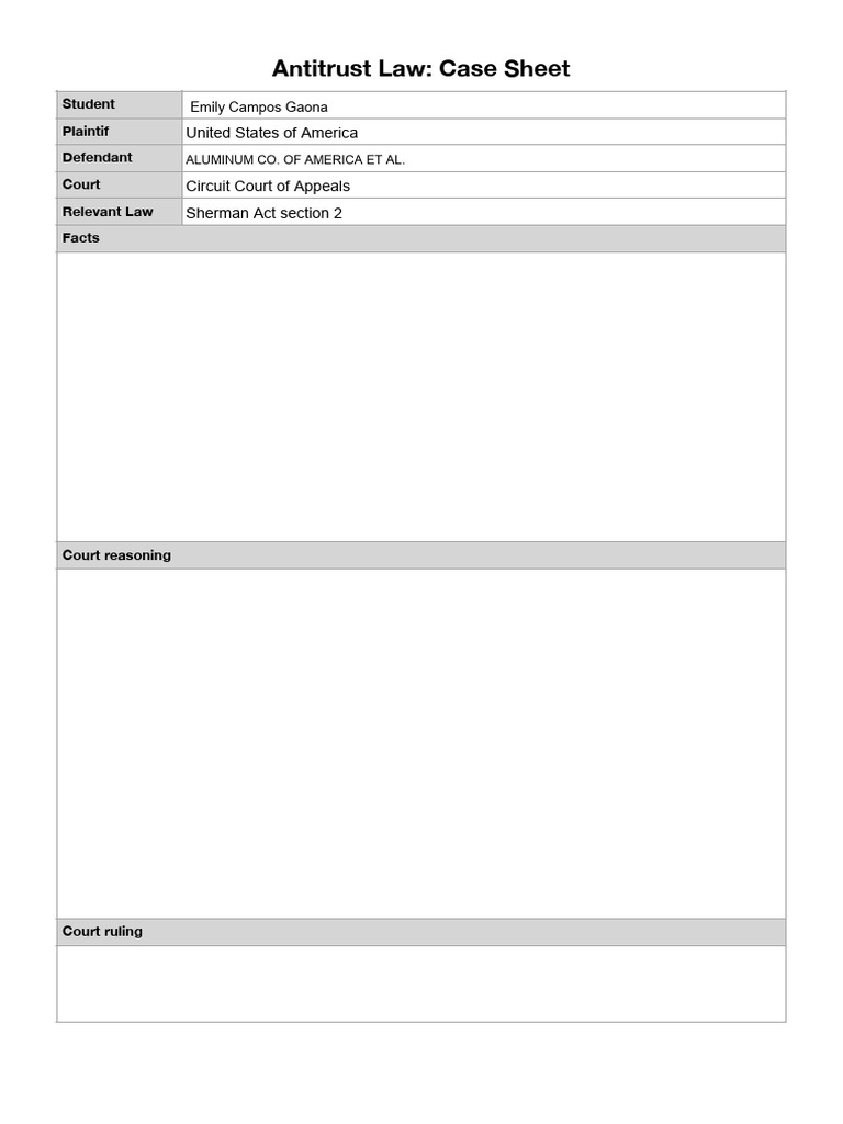Case Sheet 3 - ALCOA | PDF