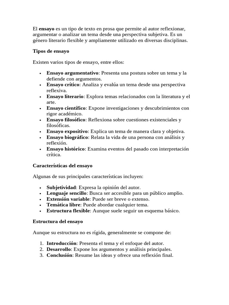 El Ensayo Es Un Tipo de Texto en Prosa Que Permite Al Autor Reflexionar | PDF