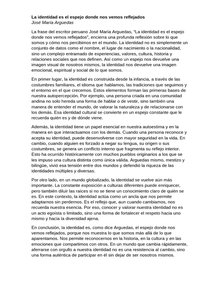 La Identidad Es El Espejo Donde Nos Vemos Reflejados | PDF | Espejo ...