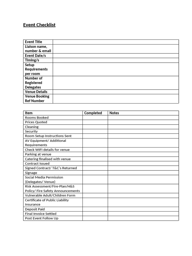 Event Checklist | PDF