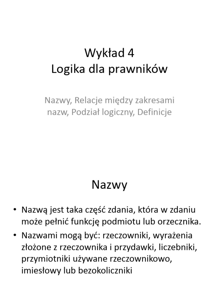Wykład 3 Logika Dla Prawników | PDF