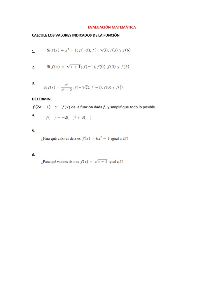 Evaluación Matemática (Primera) | PDF