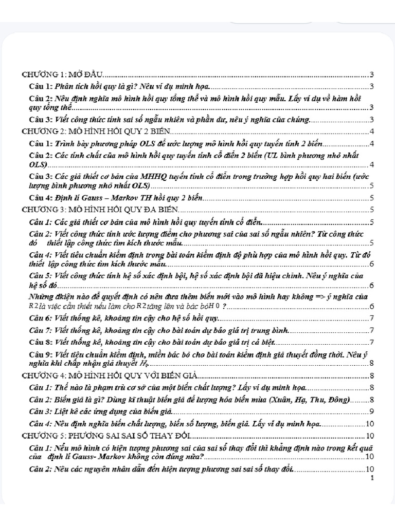 Tóm Tắt Lí Thuyết KTL | PDF