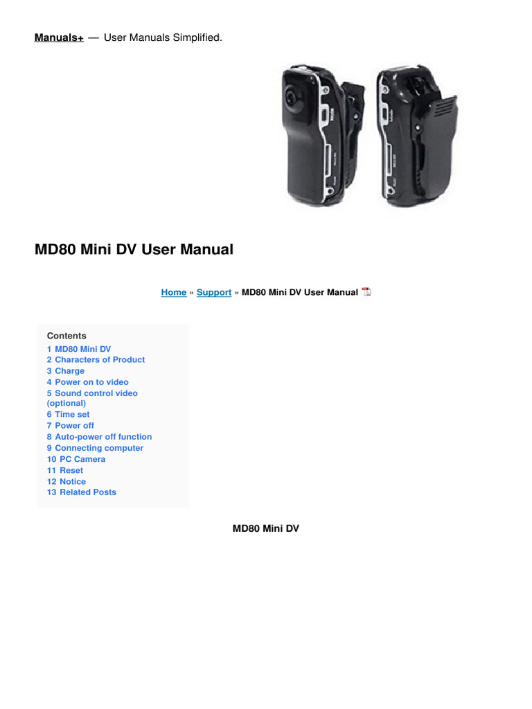 Md80 Mini DV User Manual | PDF | Usb | Personal Computers
