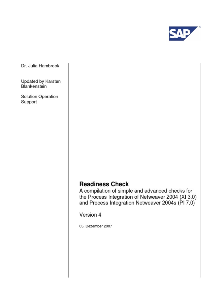 Readiness - Check - Version4-1 - Readiness Check (XI 3.0 PI 7.0 ...