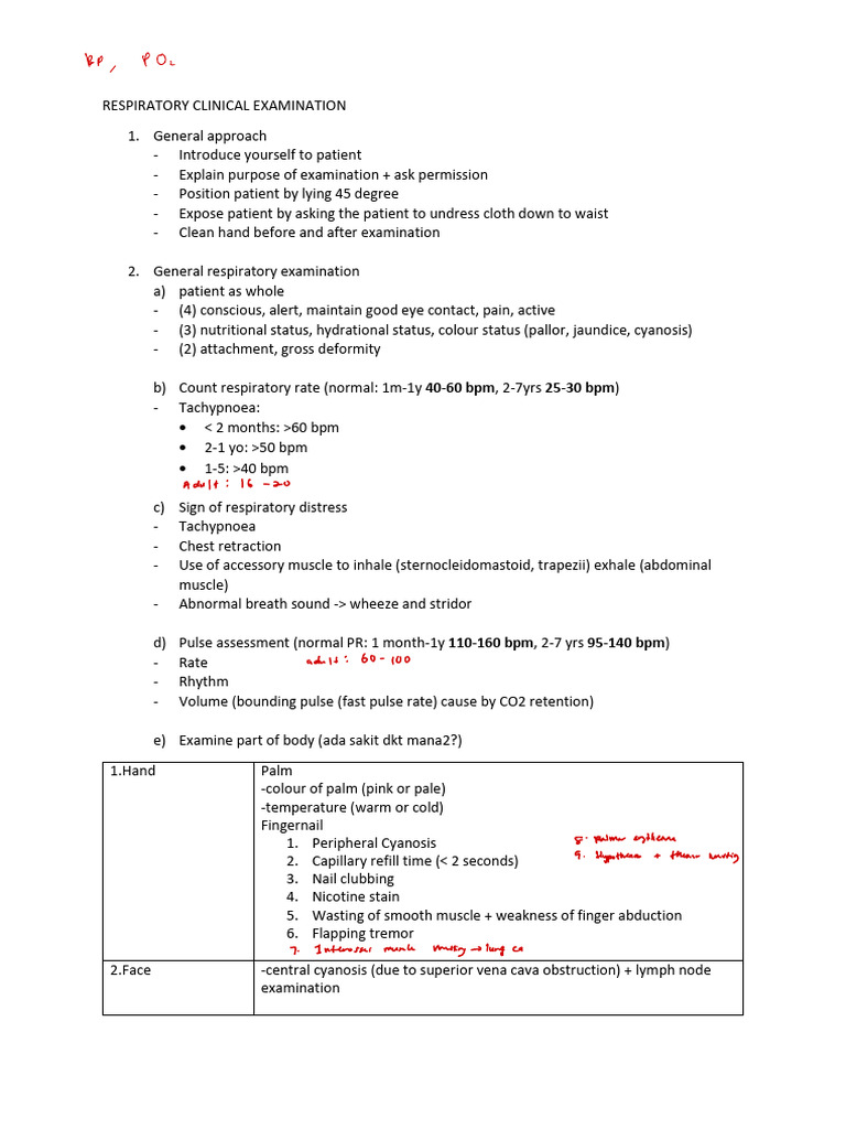 Respiratory Clinical Examination | PDF | Thorax | Lung