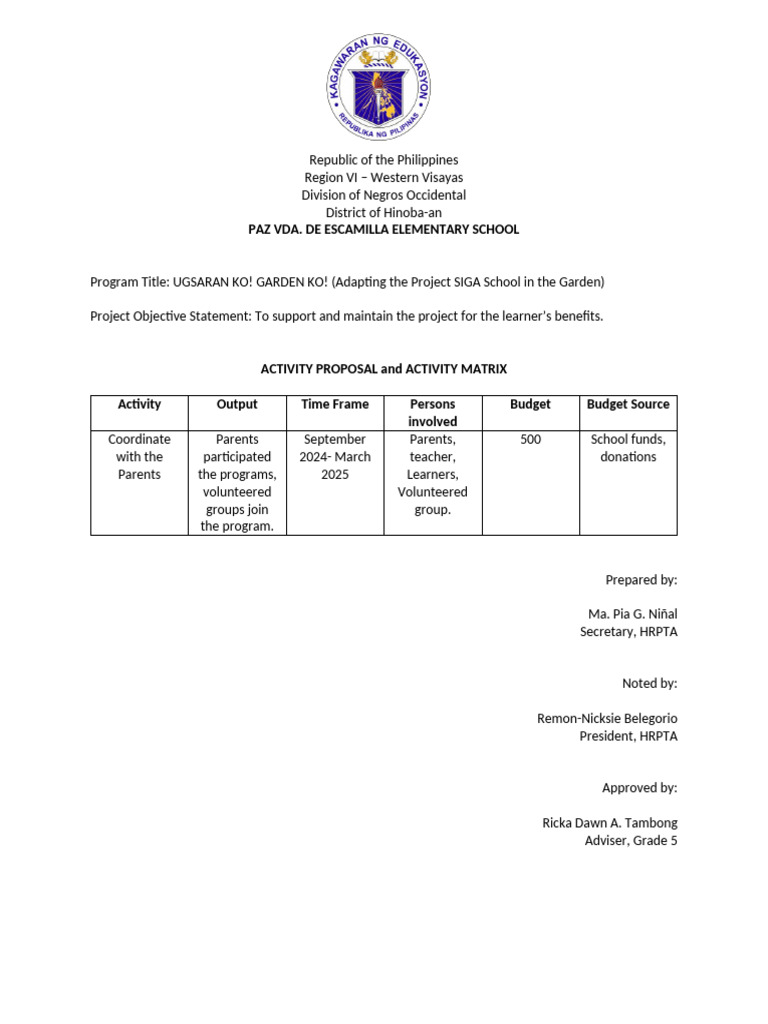 Activity Proposal | PDF