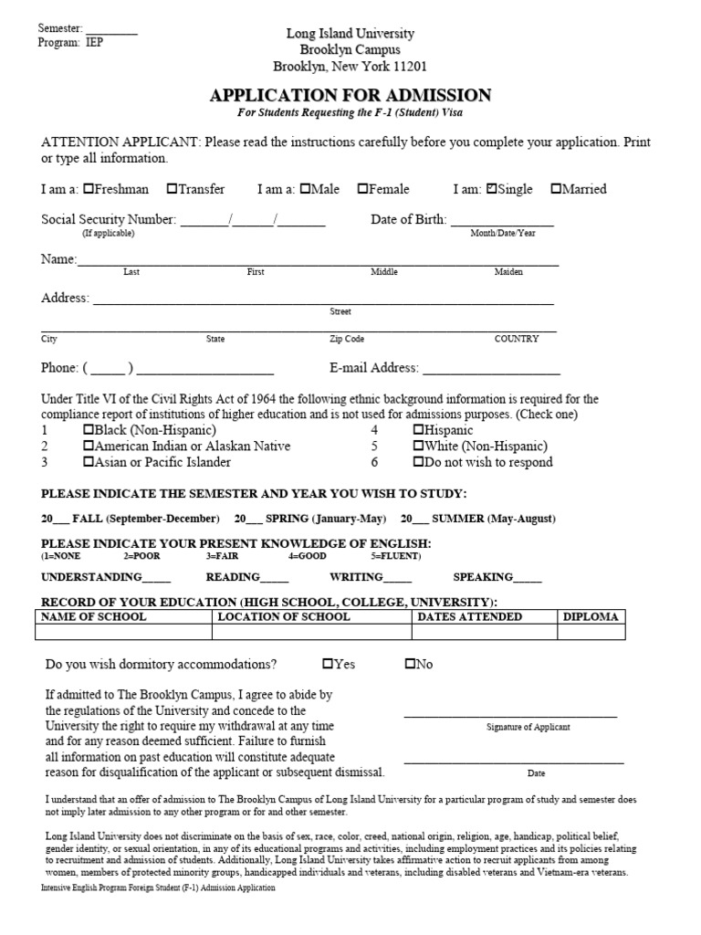 F-1 Visa Intensive English Application | PDF | Race And Ethnicity In ...