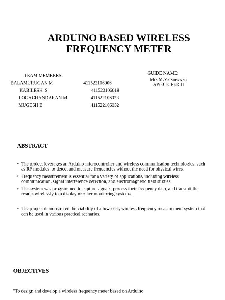 ARDUINO BASED WIRELESS FREQUENCY METER (Wireless Communication) | PDF ...