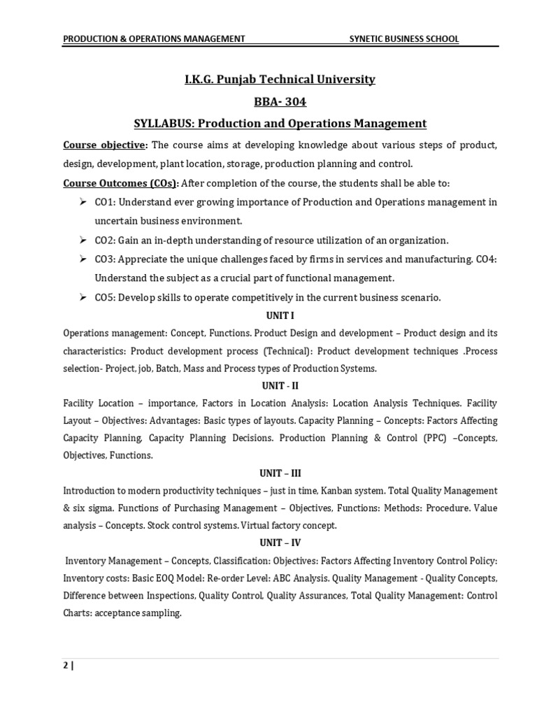 Full Syllabus Notes of P.om Bba 3rd Sem | PDF | Operations Management ...