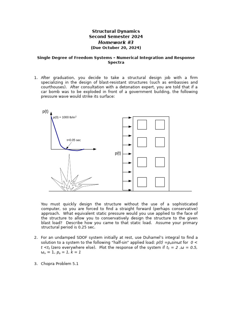 Taller 3 Dinamicade Estructuras 20242 | PDF | Classical Mechanics | Continuum Mechanics