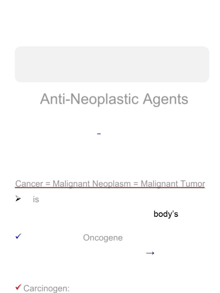 Anticancer Anti-Neoplastic Agents | PDF | Chemotherapy | Cancer