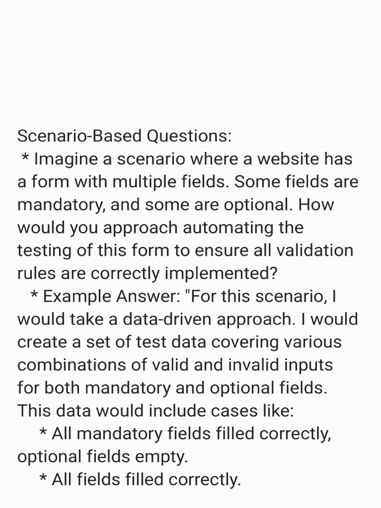 Testing Scenario Based Questions - 250407 - 143119 | PDF