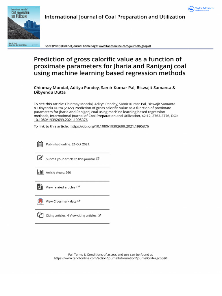 Prediction of Gross Calorific Value As A Function of Proximate Parameters For Jharia and Raniga ...