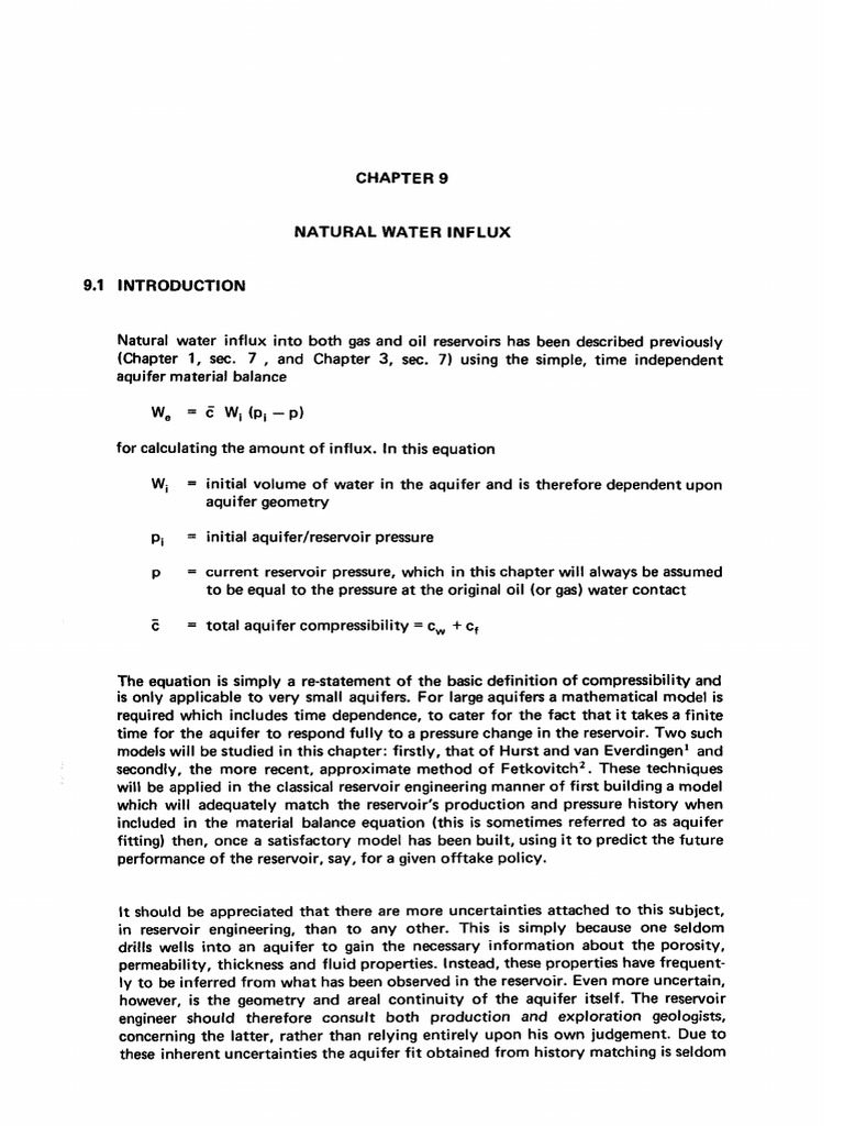 Chapter 9 Natural Water Influx 1978 Developments in Petroleum Science ...
