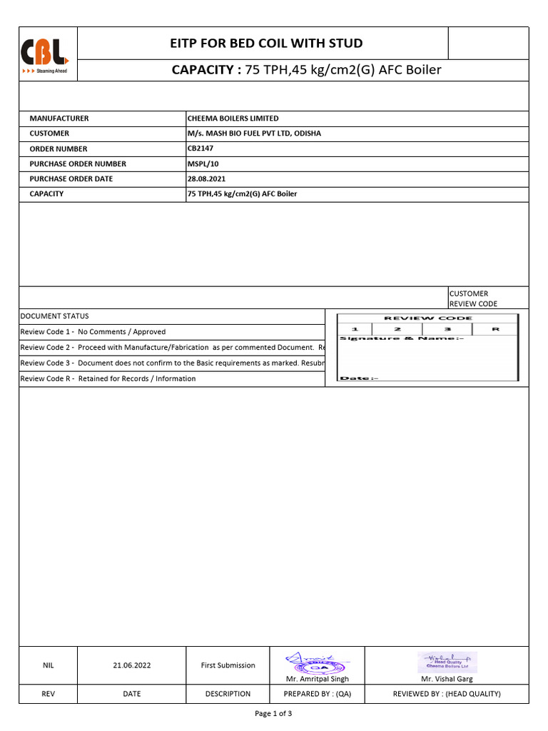 Eitp 10 - Bed Coil With Stud | PDF | Materials | Mechanical Engineering