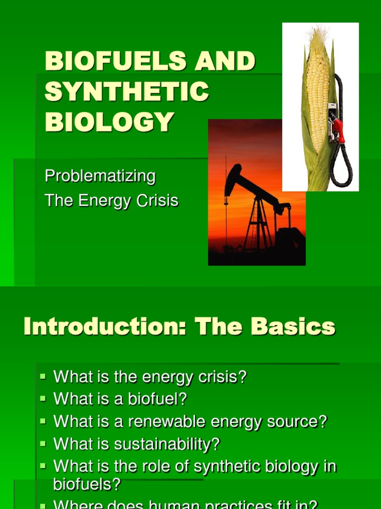 BIOFUELS and SYNTHETIC BIOLOGY Problematizing The Energy Crisis ...