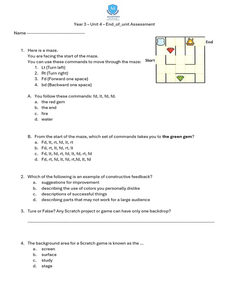 Unit 4 End of Unit Assessment | PDF