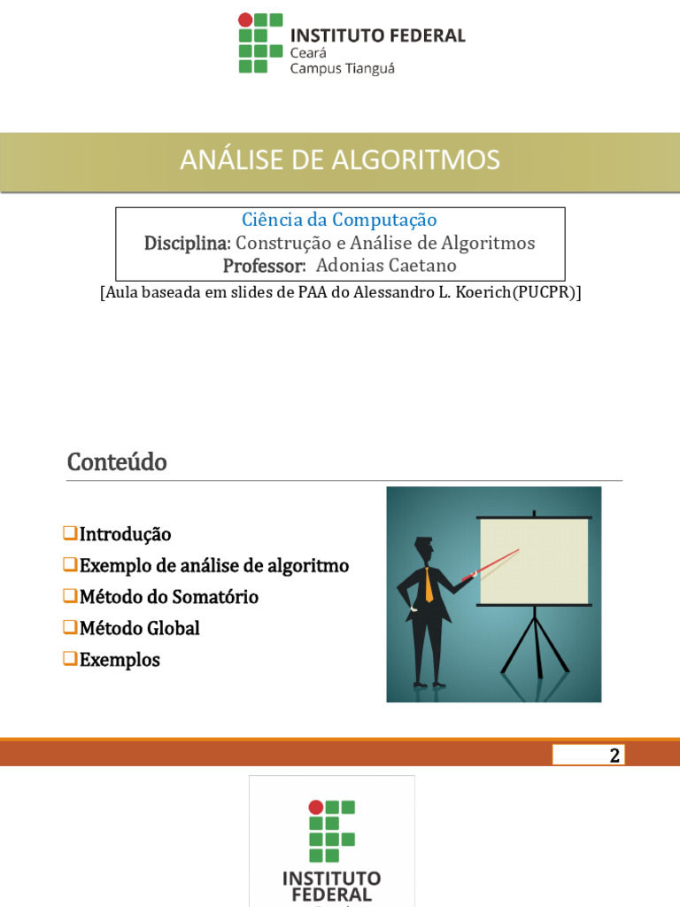 Aula 04 - Análise de Algoritmos | PDF | Algoritmos | Complexidade do tempo
