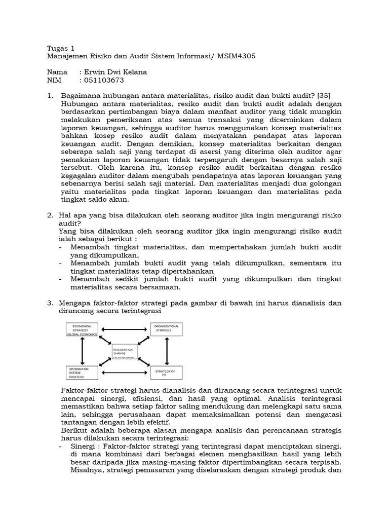 Tugas 1 Manajemen Risiko Dan Audit Sistem Informasi | PDF